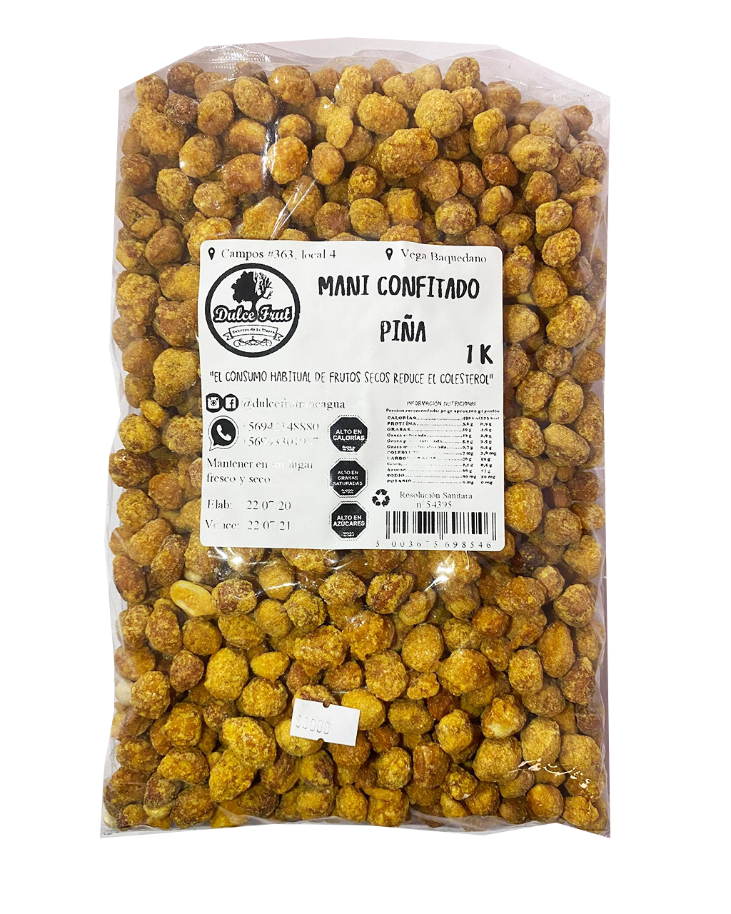 MANÍ CONFITADO PIÑA – Dulce Frut