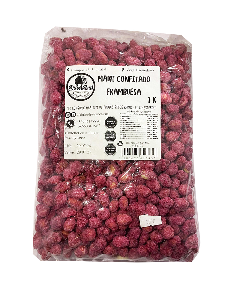MANÍ CONFITADO FRAMBUESA – Dulce Frut